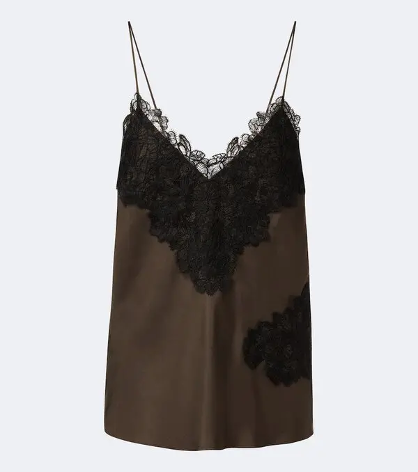 RÓHE Lace-trimmed Silk Camisole - Brown