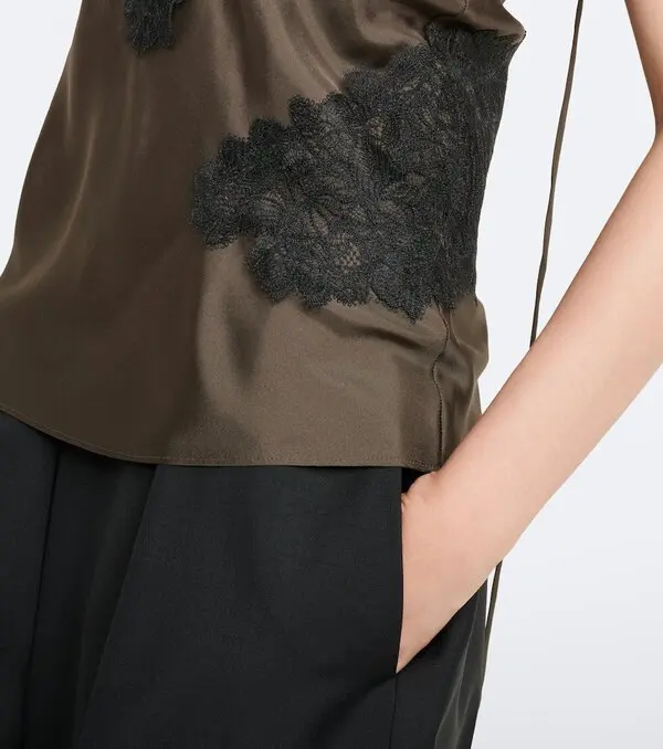 RÓHE Lace-trimmed Silk Camisole - Brown