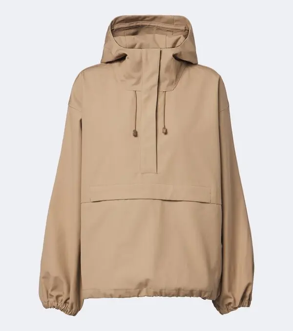 RÓHE Oversized Hooded Cotton Half-zip Jacket - Beige
