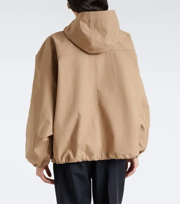 RÓHE Oversized Hooded Cotton Half-zip Jacket - Beige