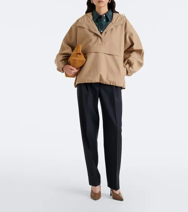 RÓHE Oversized Hooded Cotton Half-zip Jacket - Beige