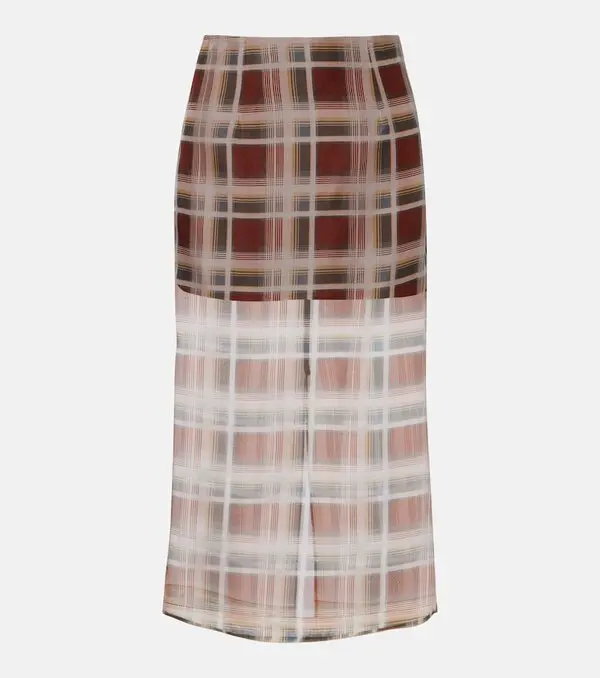 FRAME Silk Midi Skirt - Brown