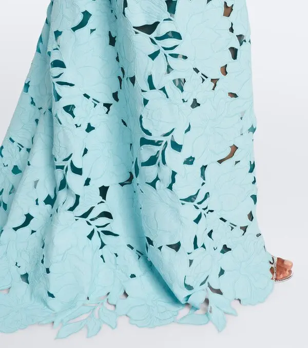 Costarellos Off-shoulder Floral Guipure Lace Gown - Blue