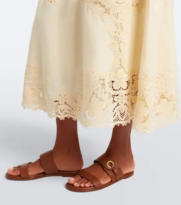 Ulla Johnson Fleur Crochet-trimmed Linen Midi Skirt - White