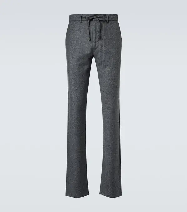 Canali Wool Straight Leg Trousers - Grey