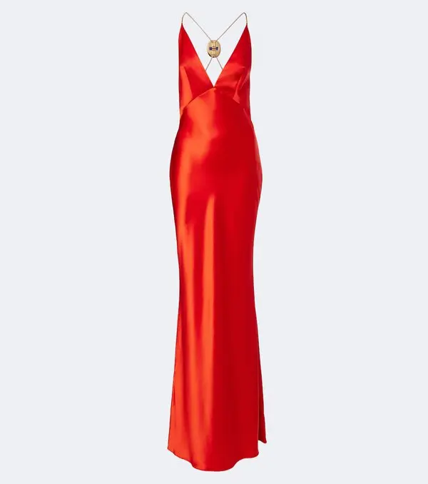 Retrofete Arianell Embellished Satin Gown - Red