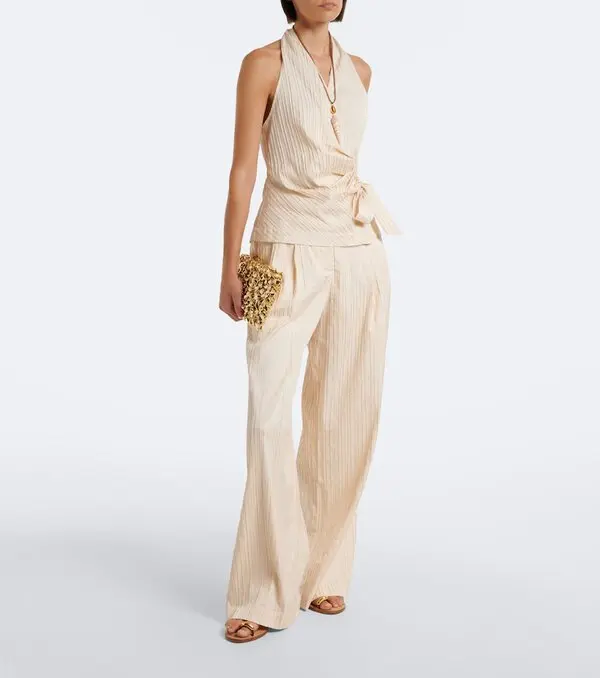 Simkhai Grace Striped Wide-leg Pants - White