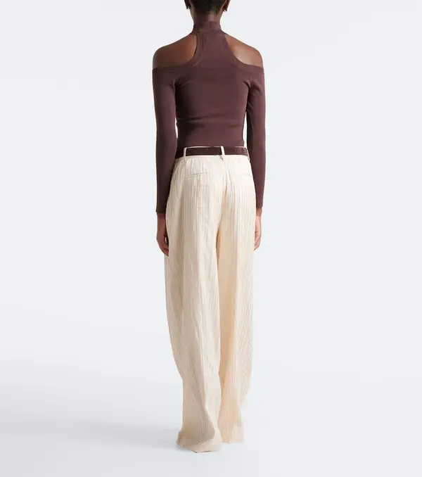 Simkhai Grace Striped Wide-leg Pants - White
