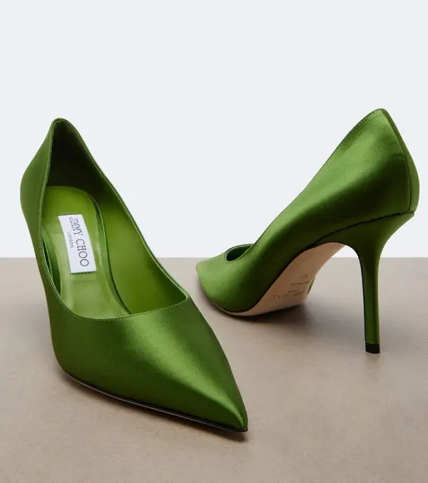 JIMMY CHOO Love Satin Pumps - Green