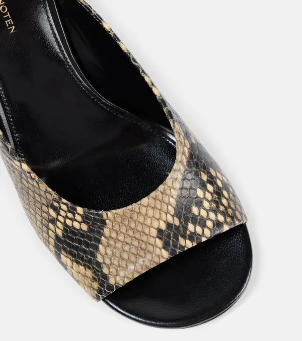 Dries Van Noten Snake-effect Leather Mules - Beige