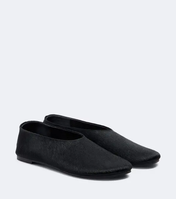 A.emery Jesse Calf Hair Flats - Black