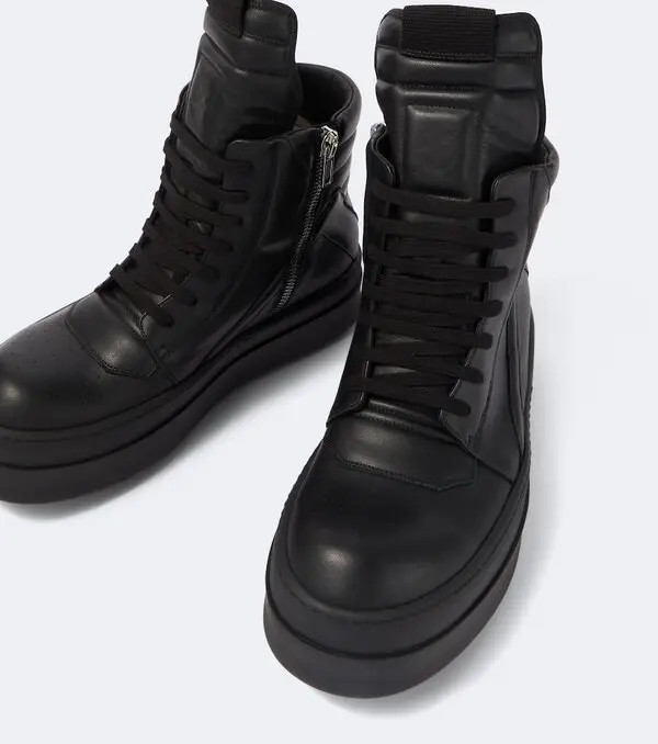 Rick Owens Mega Bumper Geobasket Leather Sneakers