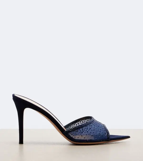 GIANVITO ROSSI Rania Embellished Mesh Mules