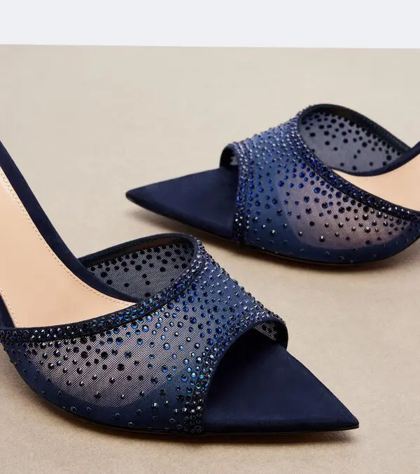 GIANVITO ROSSI Rania Embellished Mesh Mules