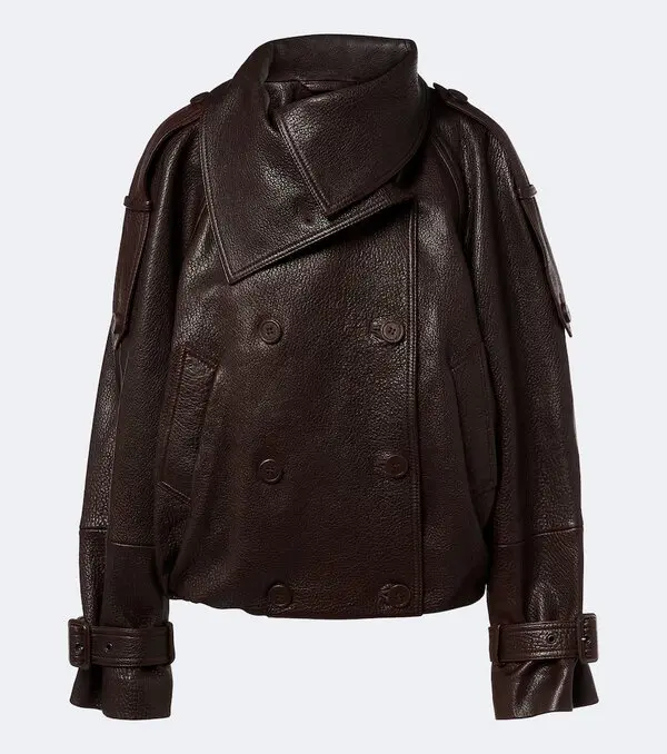 Acne Studios Cropped Leather Jacket - Brown