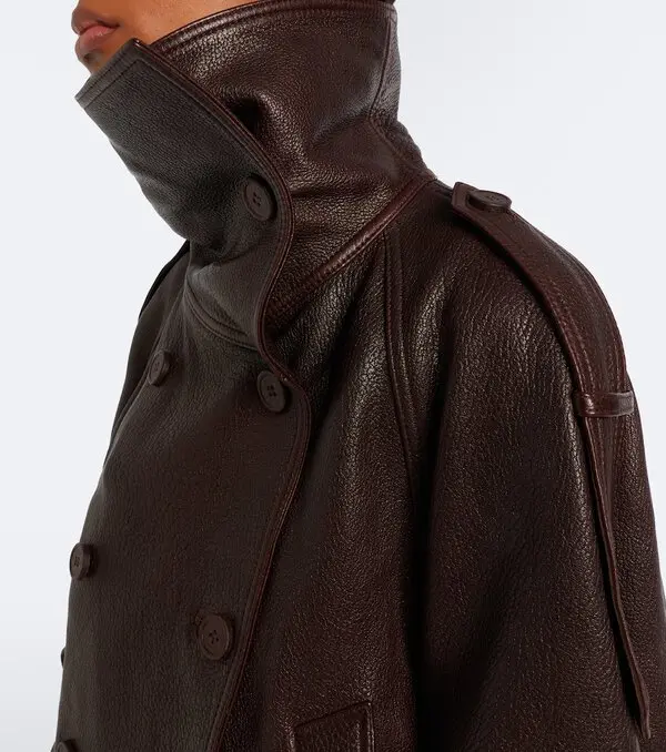 Acne Studios Cropped Leather Jacket - Brown