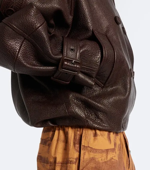 Acne Studios Cropped Leather Jacket - Brown