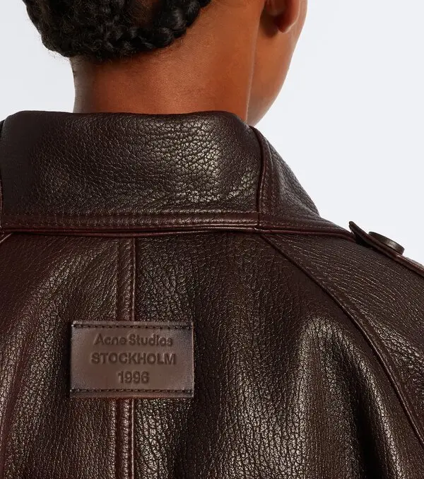 Acne Studios Cropped Leather Jacket - Brown