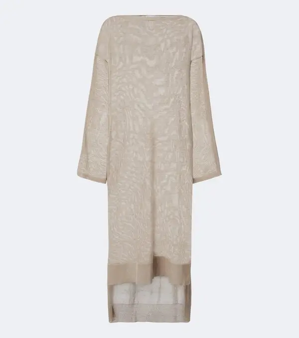 Alaïa Semi-sheer Linen And Silk Kaftan - Beige