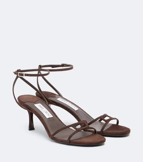 JIMMY CHOO Leo Suede Sandals - Brown
