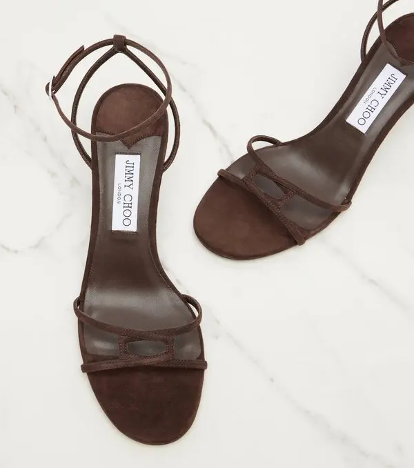 JIMMY CHOO Leo Suede Sandals - Brown