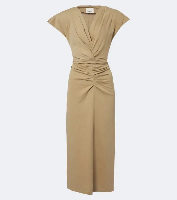 Isabel Marant Étoile Nadra Gathered Cotton Jersey Midi Dress - Beige