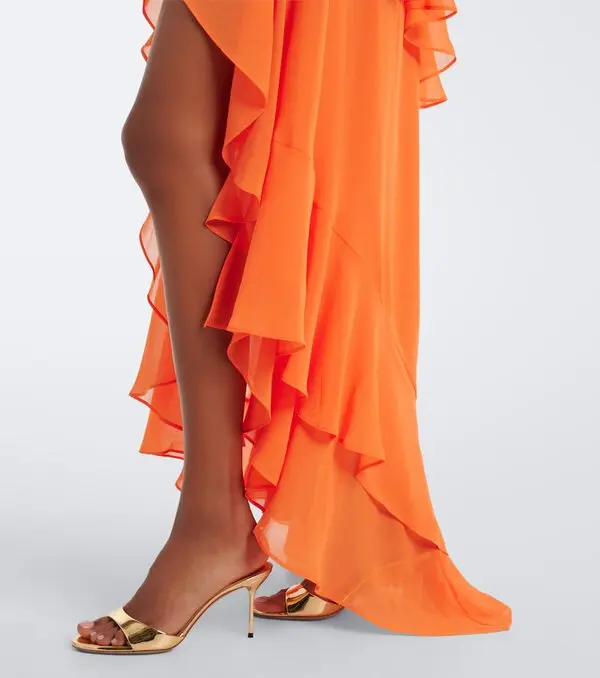 Retrofete Samara Gathered Chiffon Maxi Dress