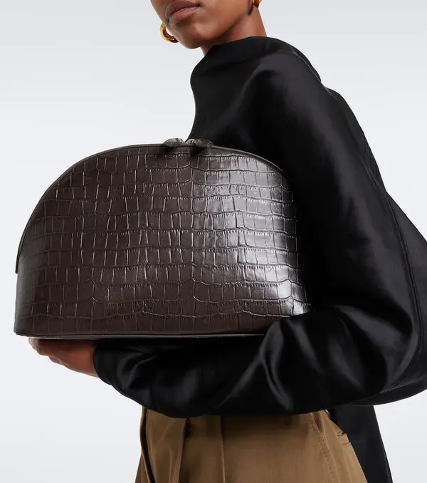 A.emery Halloran Croc-effect Leather Clutch - Brown