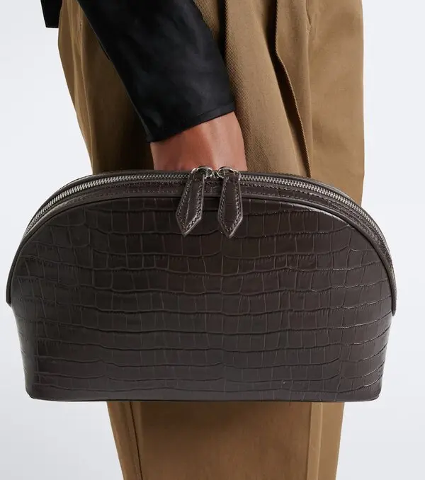 A.emery Halloran Croc-effect Leather Clutch - Brown