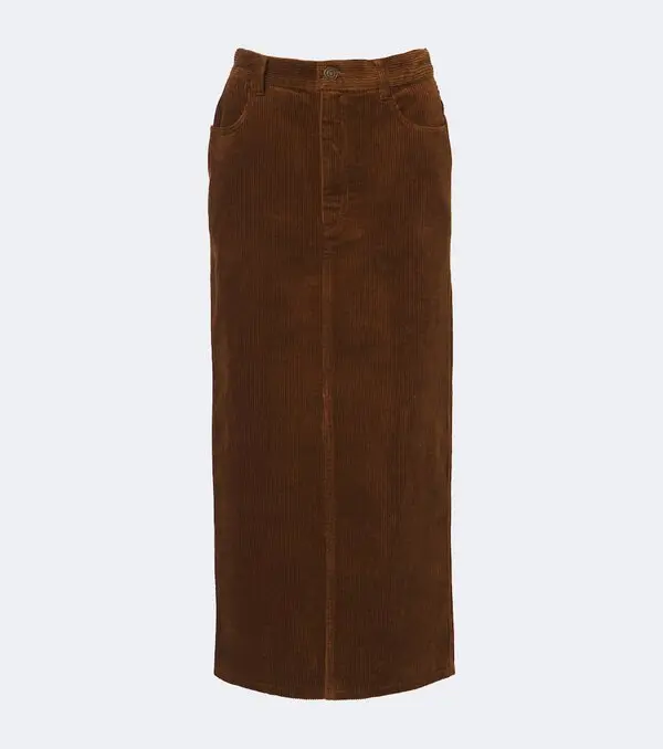 MARANT ETOILE Odalie Cotton And Linen Corduroy Maxi Skirt - Brown