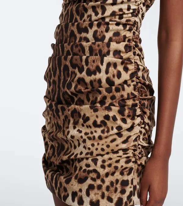 Dolce & Gabbana Leopard-print Silk-blend Charmeuse Minidress
