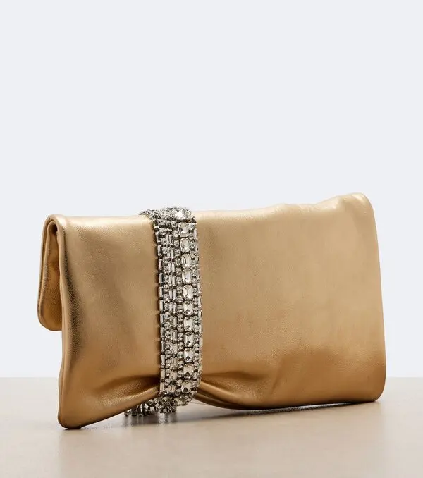 JIMMY CHOO Zandra Embellished Clutch - Gold