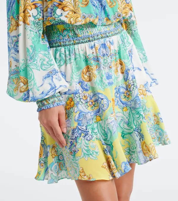Camilla Off-shoulder Printed Embellished Silk Minidress - Multicoloured