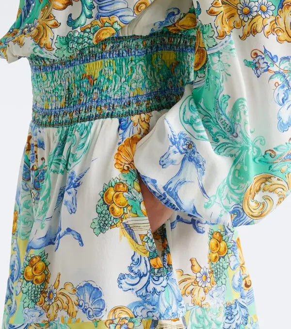 Camilla Off-shoulder Printed Embellished Silk Minidress - Multicoloured