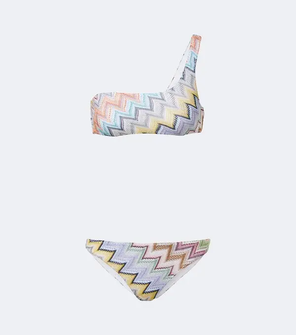 Missoni Zigzag One-shoulder Lamé Bikini - Multicoloured
