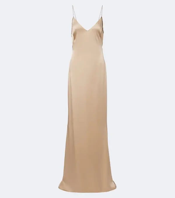 TOM FORD Embellished Satin Gown - Beige