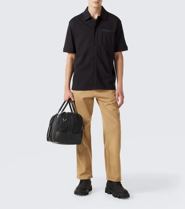 Moncler Leather-trimmed Cotton Shirt