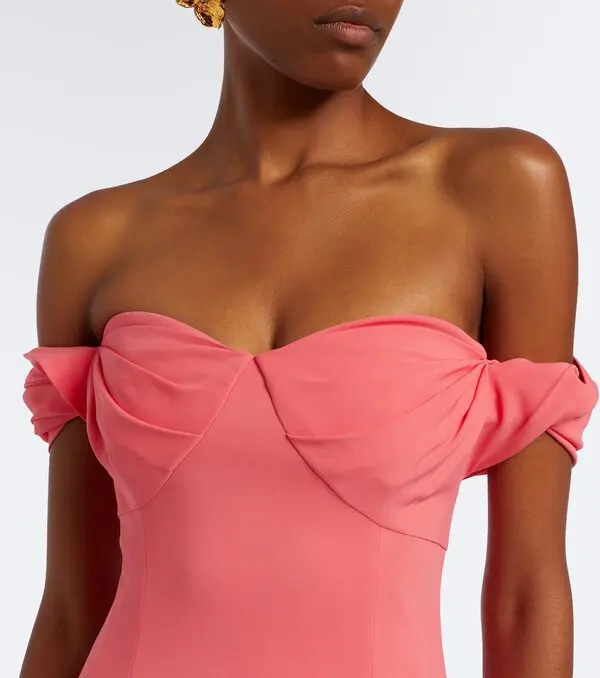 Oscar De La Renta Off-the-shoulder Gown In Guava