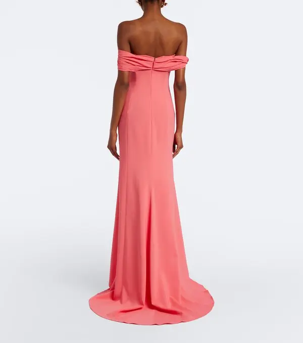 Oscar De La Renta Off-the-shoulder Gown In Guava