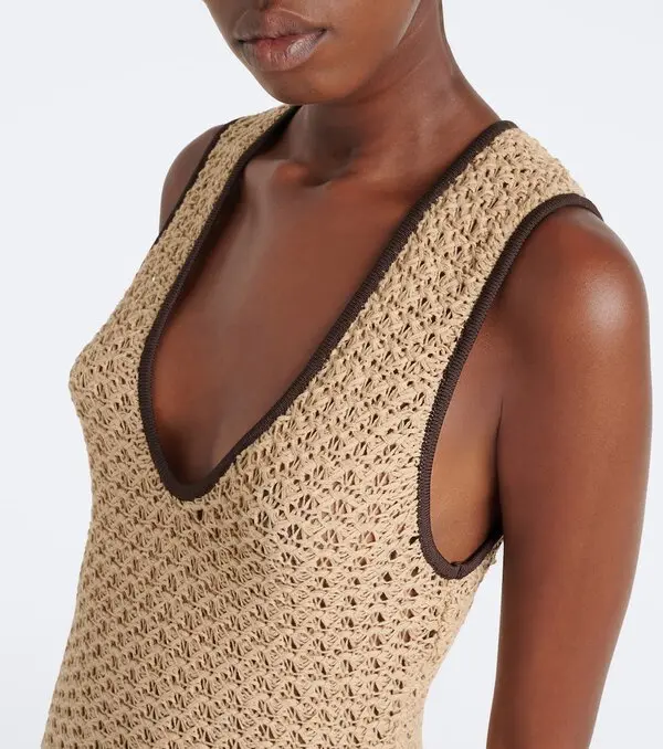 SIR. Ellinor Crochet Cotton Maxi Dress - Beige