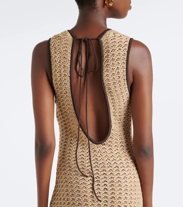 SIR. Ellinor Crochet Cotton Maxi Dress - Beige