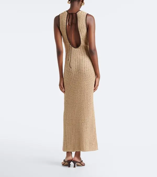 SIR. Ellinor Crochet Cotton Maxi Dress - Beige