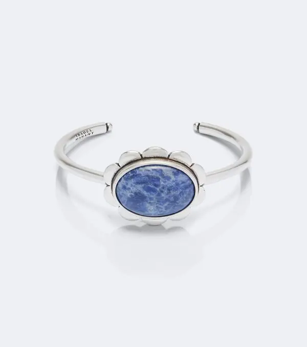 Isabel Marant Étoile Embellished Natural Stone Cuff Bracelet - Silver