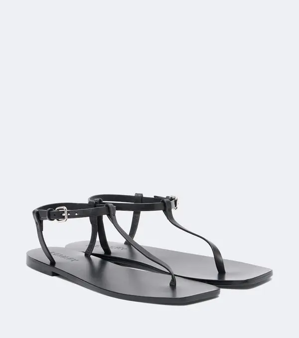 A.emery Clara Leather Thong Sandals - Black