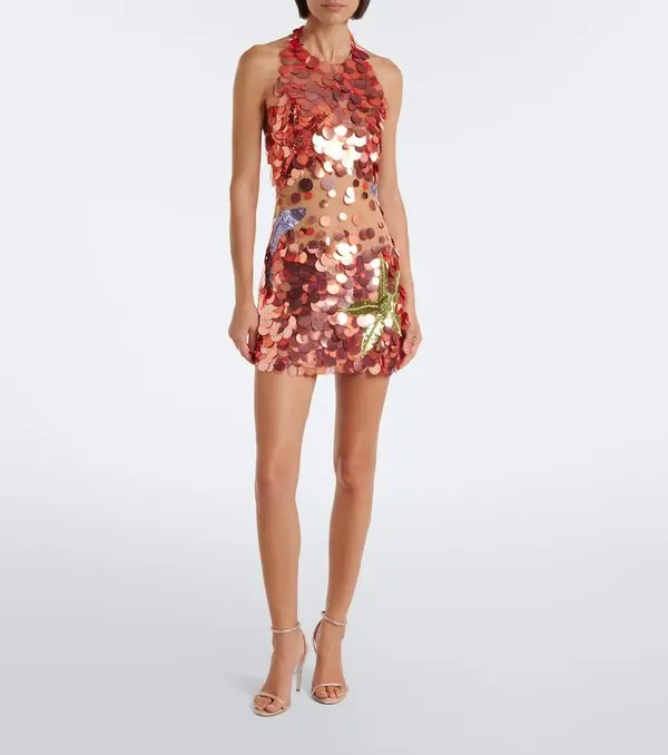 Retrofete Dorothy Embellished Halterneck Minidress