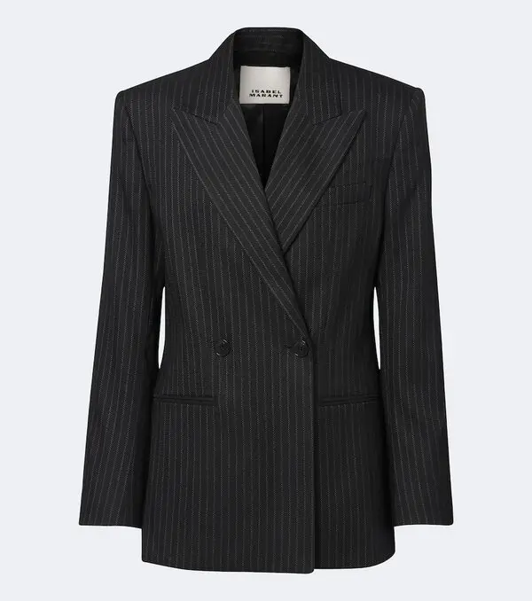 Isabel Marant Étoile Ranya Pinstripe Wool-blend Blazer - Black