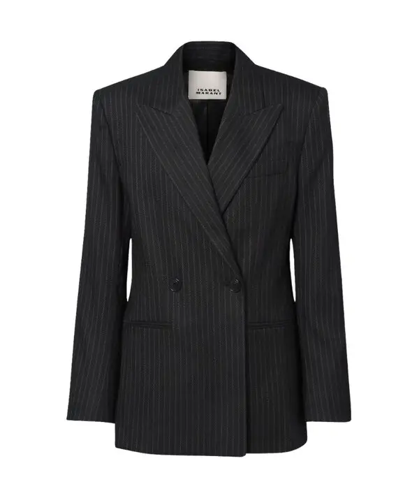 Isabel Marant Étoile Ranya Pinstripe Wool-blend Blazer - Black