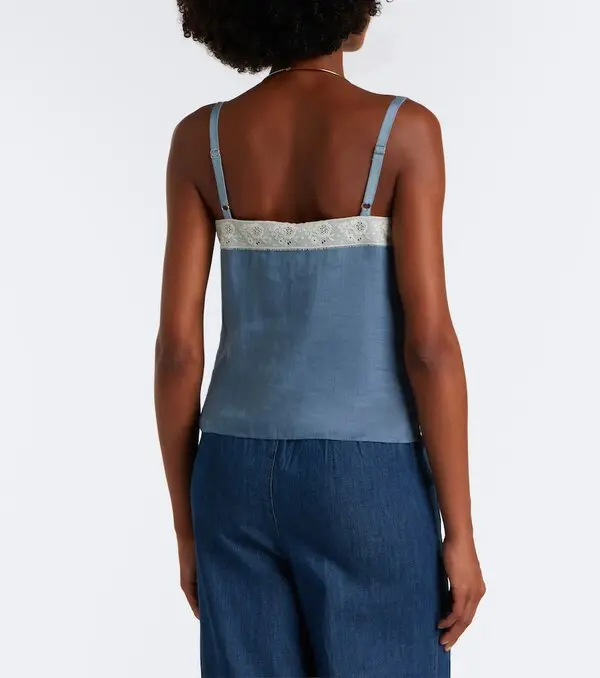 Veronica Beard Olivana Lace-trimmed Ramie Top