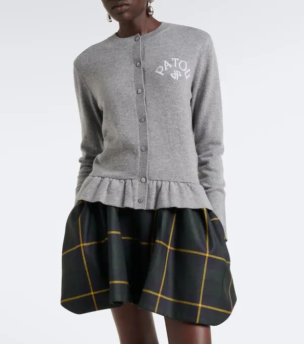 PATOU Jacquard Logo Wool And Cashmere Cardigan