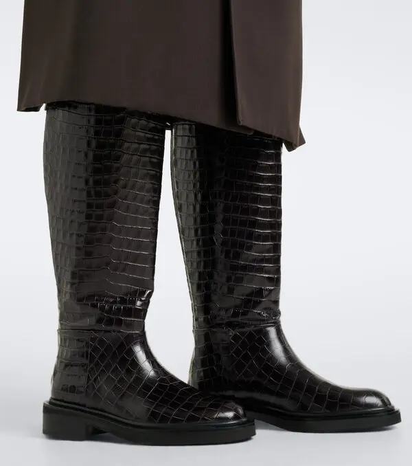 A.emery Jude Croc-effect Leather Knee-high Boots